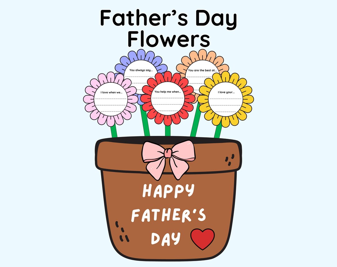 Father's Day Flower Craft for Kids | Printable Father's Day Flowers ...