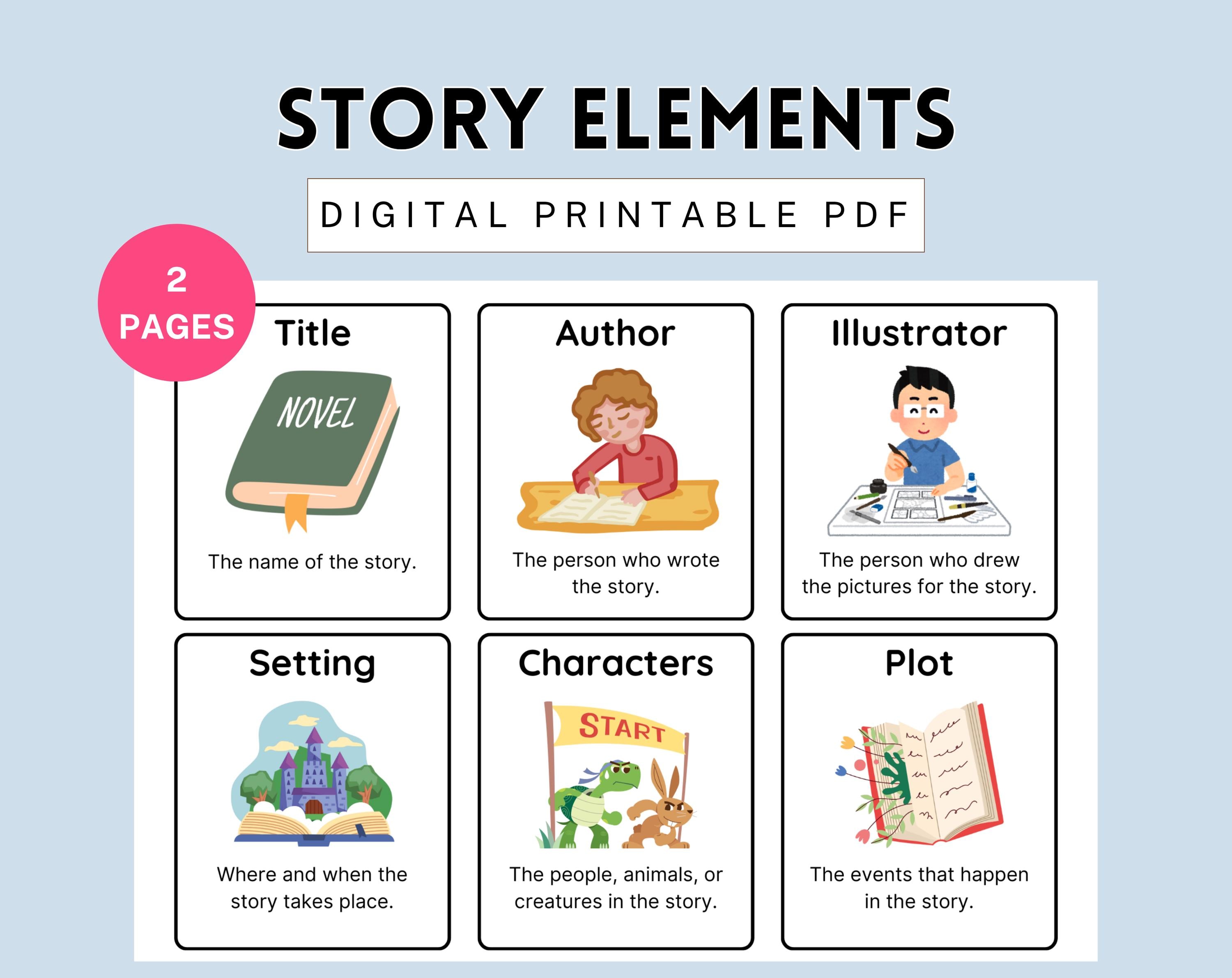 Story Elements Cards: Printable Flashcards for Kids (PDF Download) - Etsy