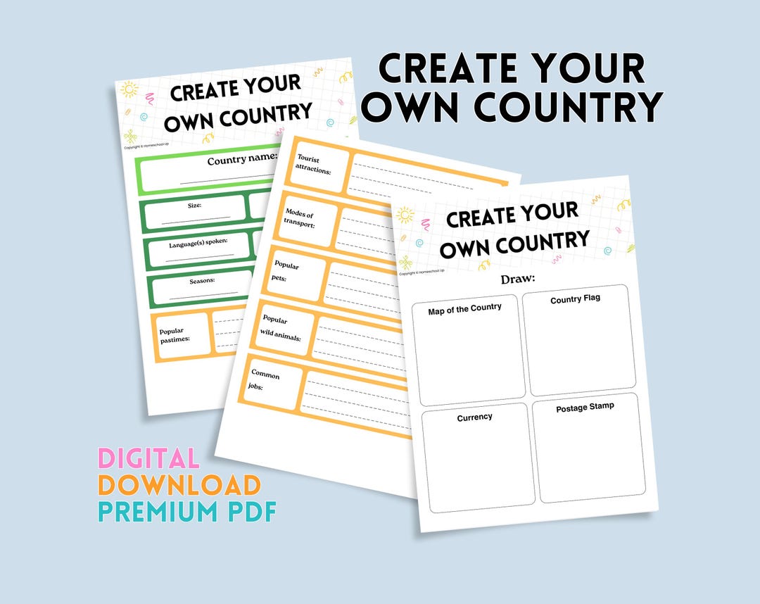 Create Your Own Country Worksheet: Geography Activity (digital PDF ...