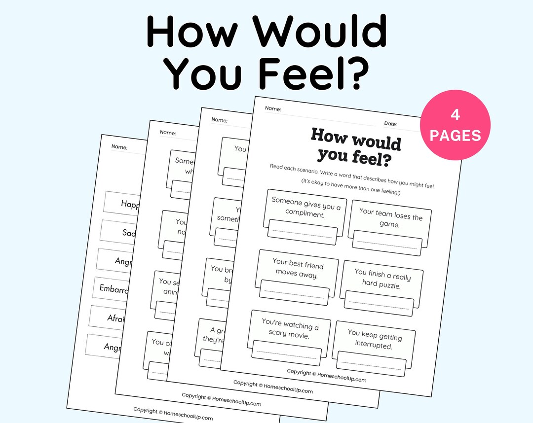 Feelings Worksheet for Kids: SEL Activities, Empathy Scenarios (PDF ...