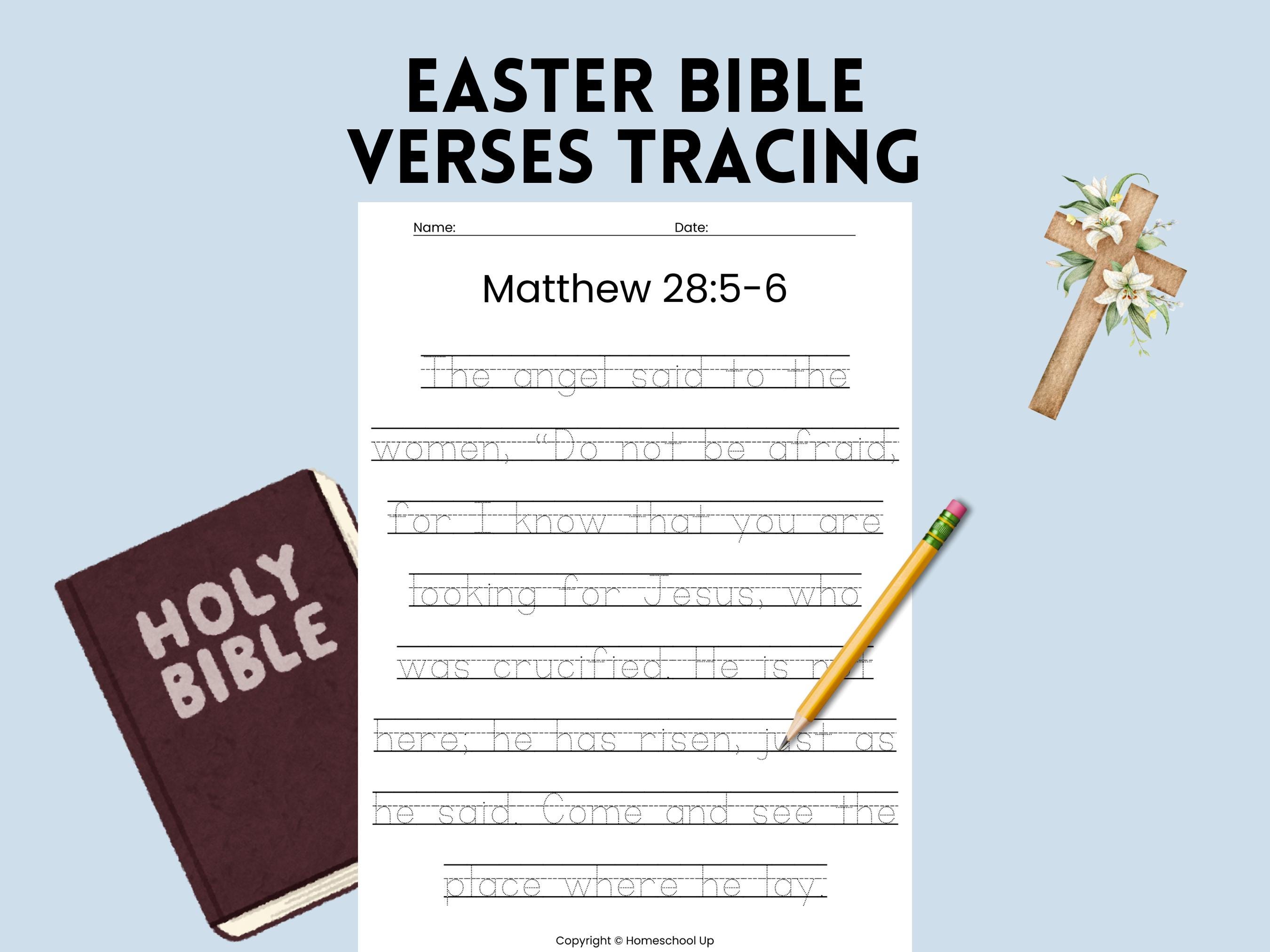 Easter Bible Verses Tracing Workbook: Christian Handwriting Practice ...