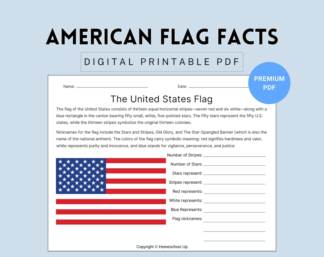 American Flag Facts Printable Worksheet | U.S. Flag Facts Printable ...