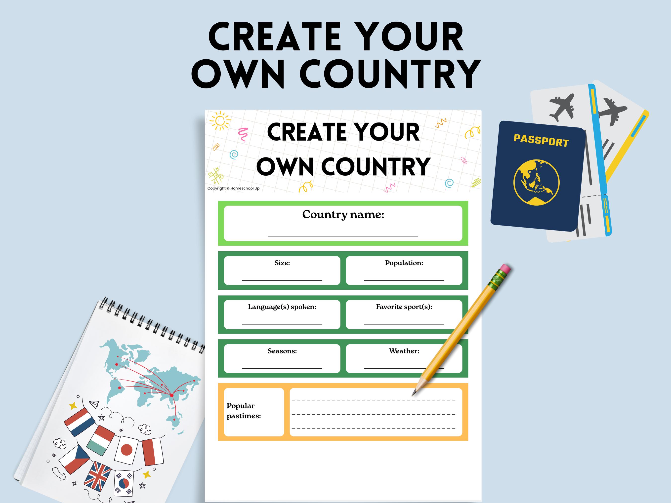 Create Your Own Country Worksheet: Geography Activity (digital PDF ...