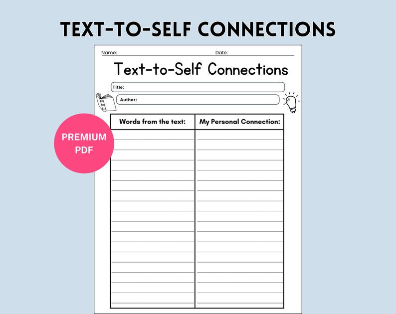 Text-to-self Connections Worksheet: Reading Comprehension (PDF Download ...