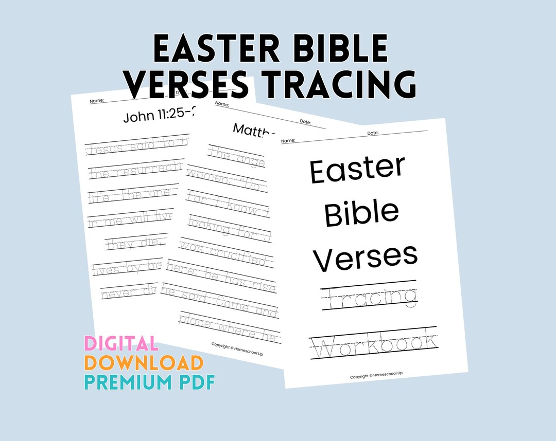 Easter Bible Verses Tracing Workbook: Christian Handwriting Practice ...