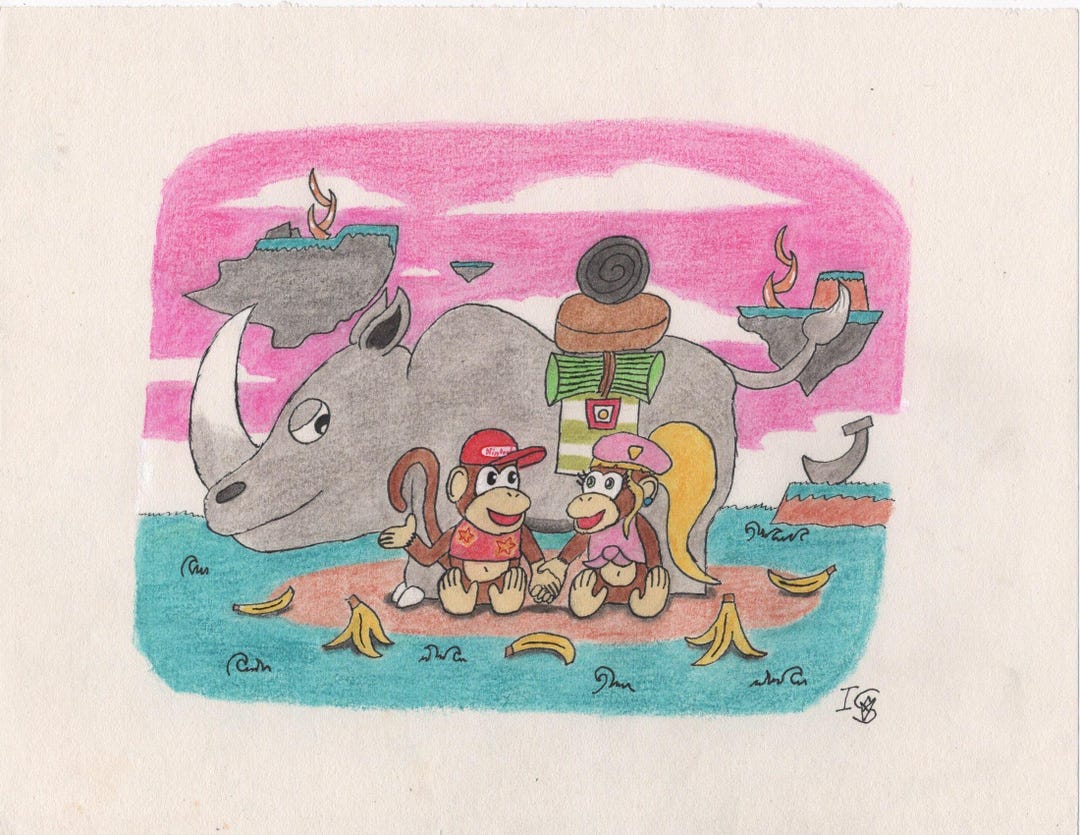 Diddy, Dixie and Rambi Hand Drawn Art Print 8.5x11 - Etsy