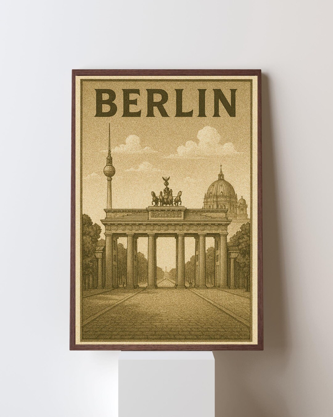 Vintage Berlin Poster – Retro Germany Travel Print With Brandenburg ...