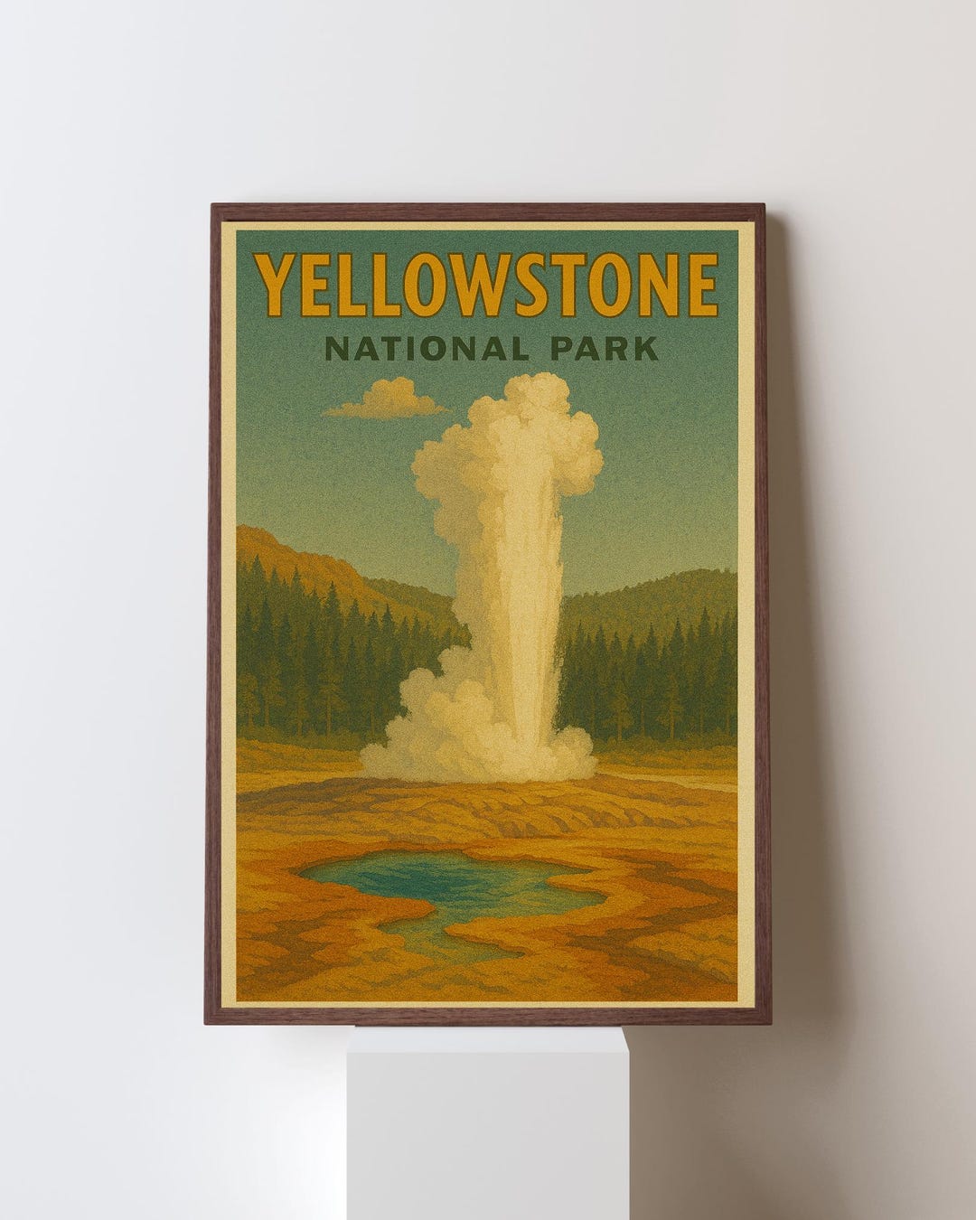 Yellowstone National Park Geyser Poster – Vintage Thermal Spring ...