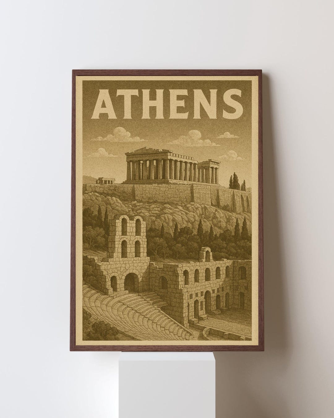 Vintage Athens Poster – Retro Greek Travel Print With Parthenon ...