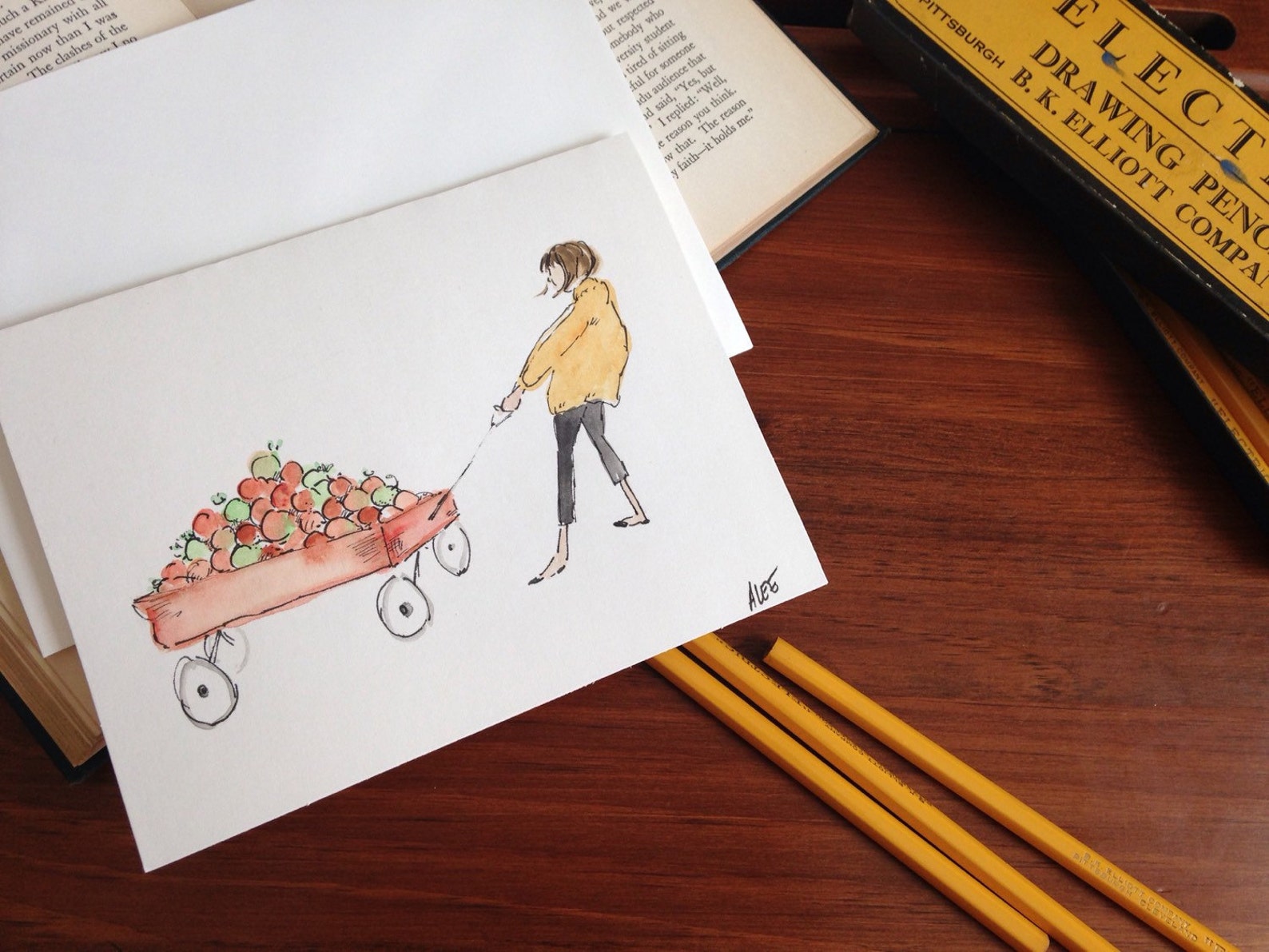 Hand Painted Original Watercolor Greeting Card W/ Envelope, 5 X 7 ...