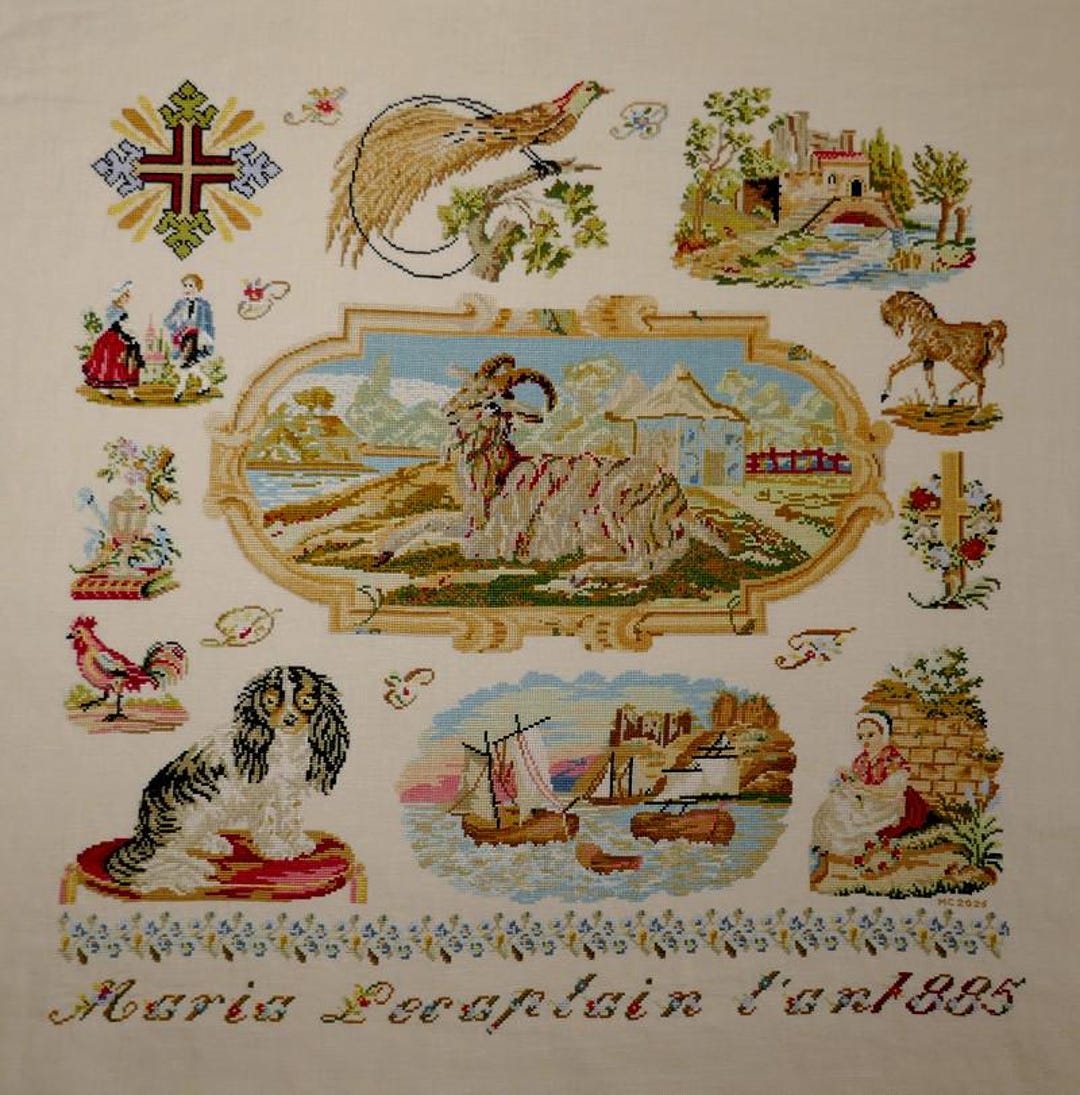 Maria Lecaplain 1885 – Reproduction of an Antique French Sampler ...