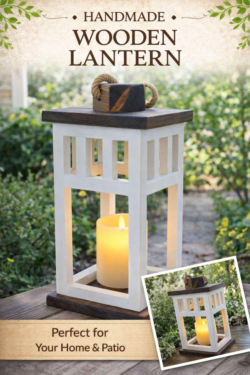 Handmade Rustic Wooden Lantern: Farmhouse LED Candle Holder - Etsy