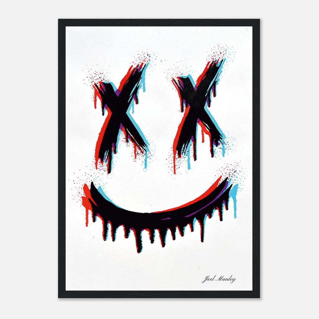 Glitched Smile - Smiley Face Art Print, Glitched Art Drawing, Smiley ...