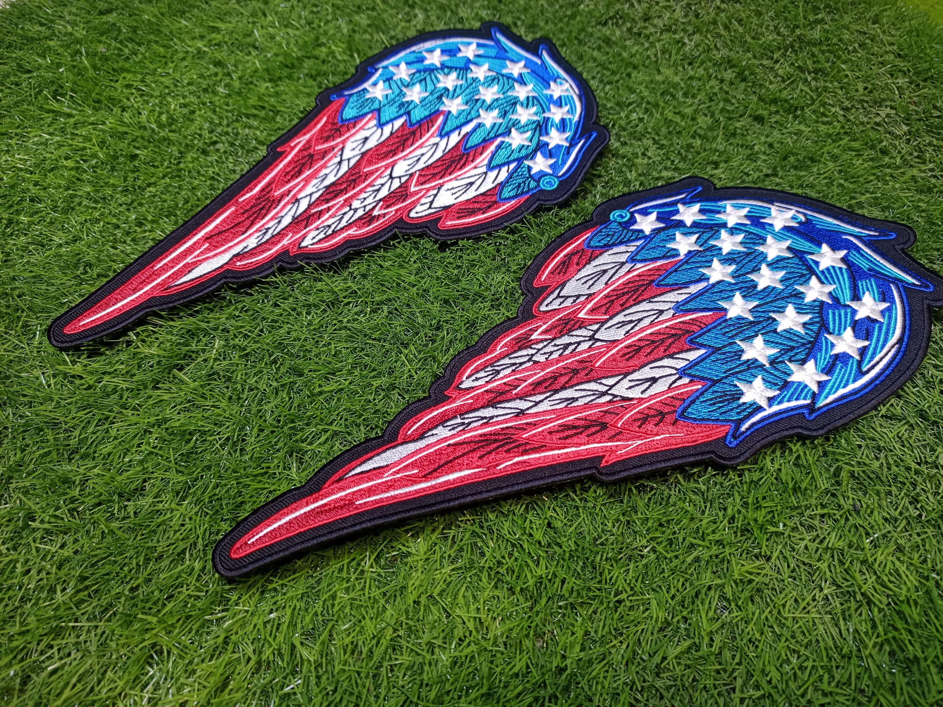 American Flag Split Angel Wings Patch, Ladies Back Patches, Custom ...