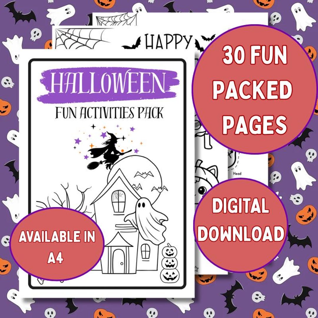 Halloween Activity Bundle for Kids| 30 Printable Games & Coloring Pages ...