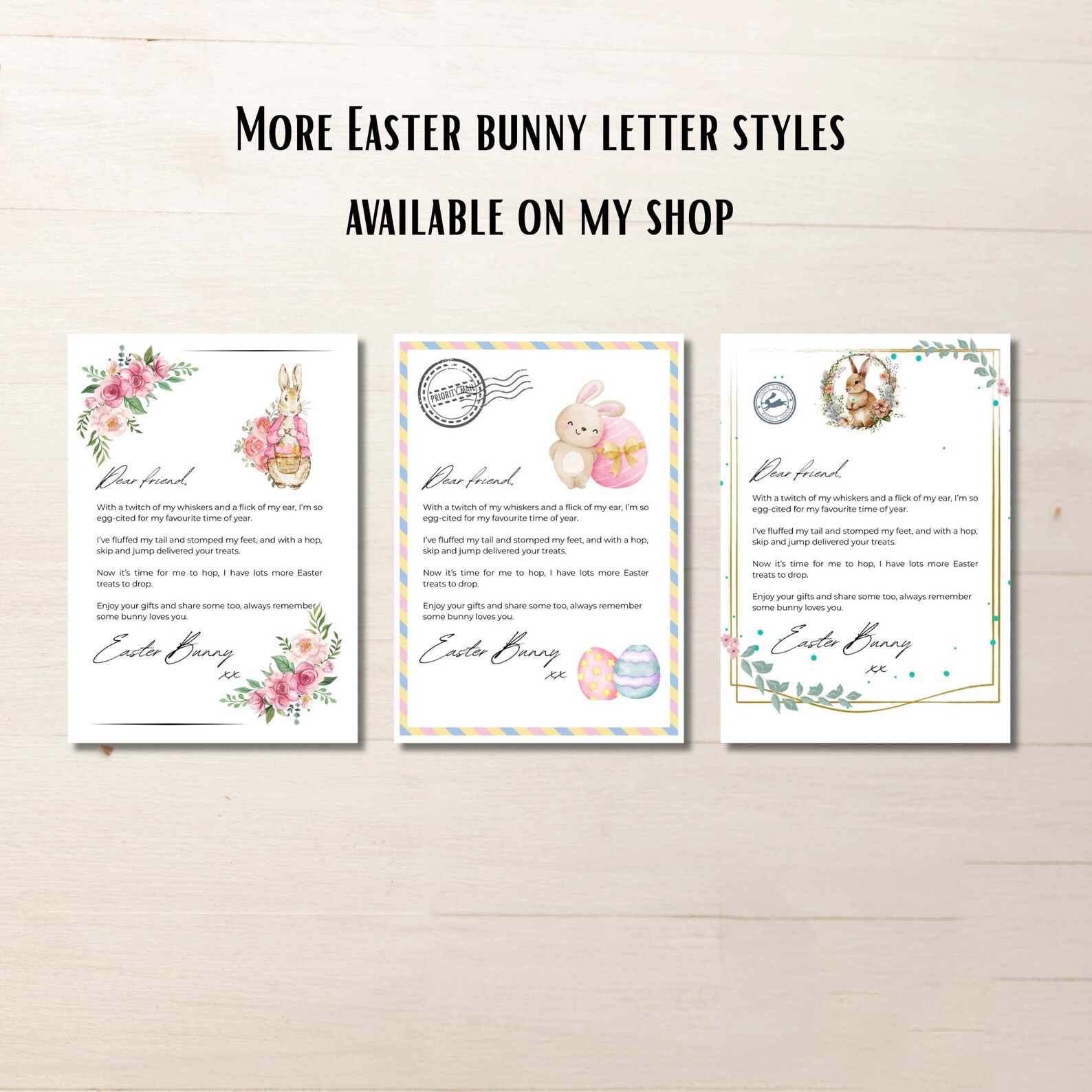 Easter Bunny Letter Printable for Kids – Peter Rabbit Style Pastel Blue ...