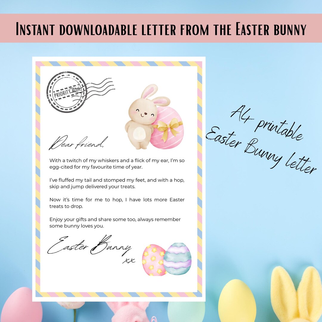 Easter Bunny Letter Printable for Kids – Fun Cartoon-style Easter ...