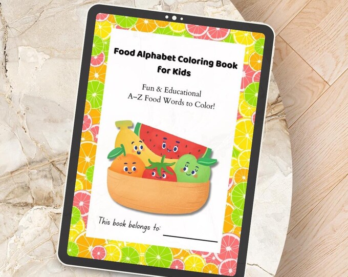 Downloadable Kids Food Alphabet Coloring Pages | 26 Flashcards ...