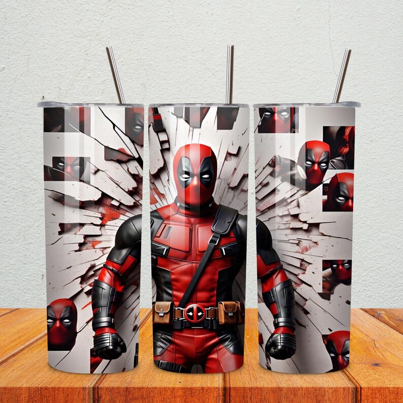 Deadpool Tumbler Wrap PNG – 90s Cartoon 20oz Sublimation Design ...