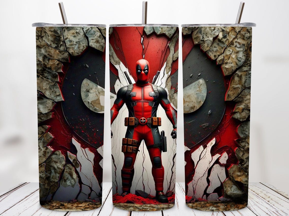 Deadpool Tumbler Wrap PNG | 20oz Skinny Tumbler Sublimation Design ...