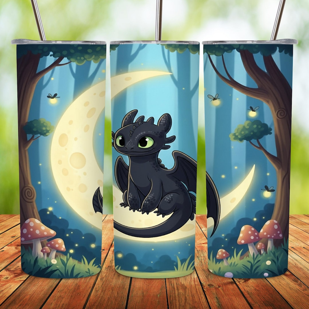 Toothless Tumbler Wrap PNG, Black Dragon Tumbler Wrap, 20oz Skinny ...