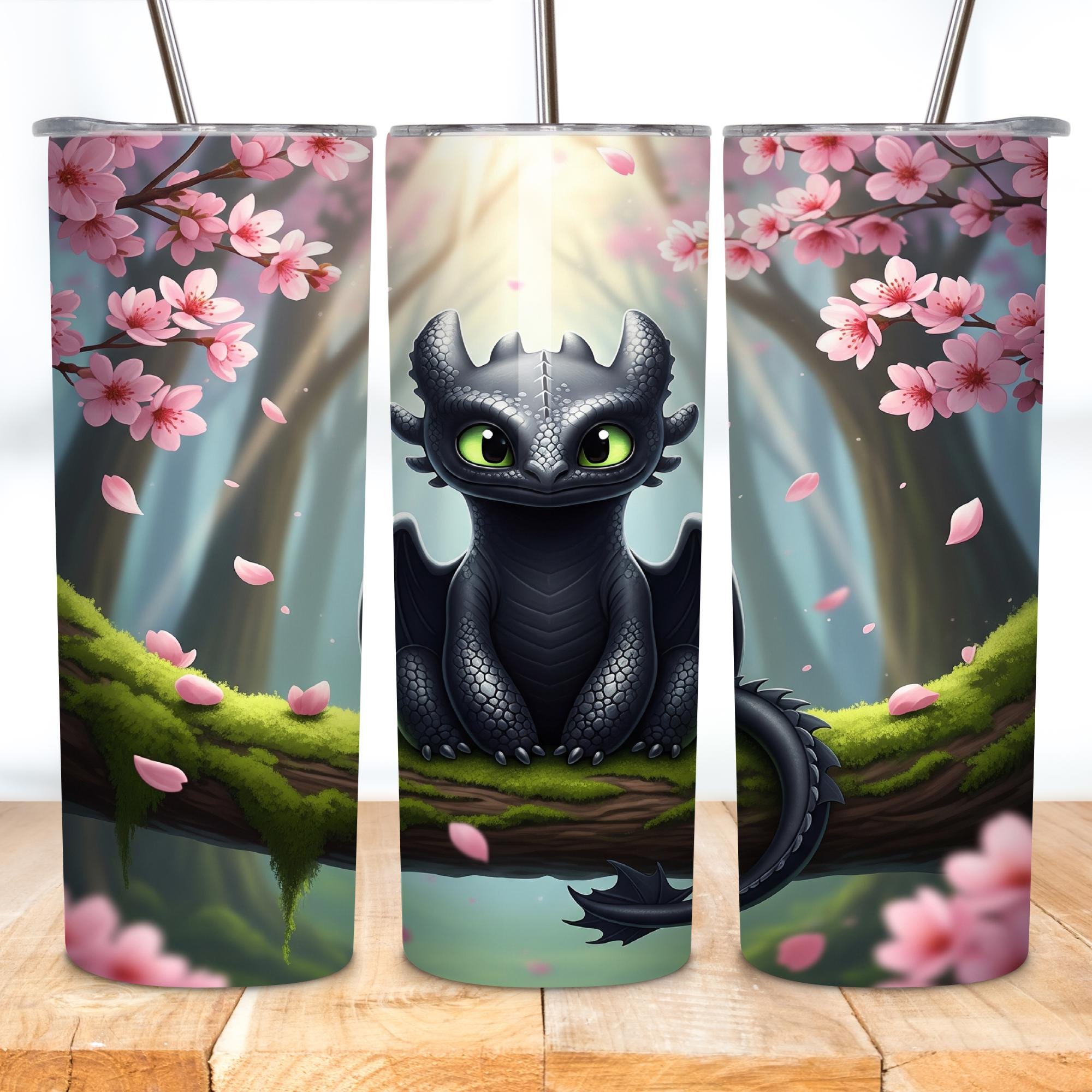 Toothless Tumbler Wrap PNG, Black Dragon Tumbler Wrap, Baby Dragon ...