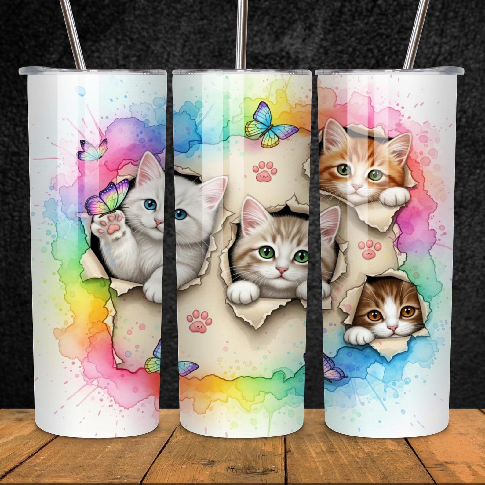 Cat Tumbler Wrap PNG, Kitty Tumbler Wrap, Cute Cat Sublimation Design ...