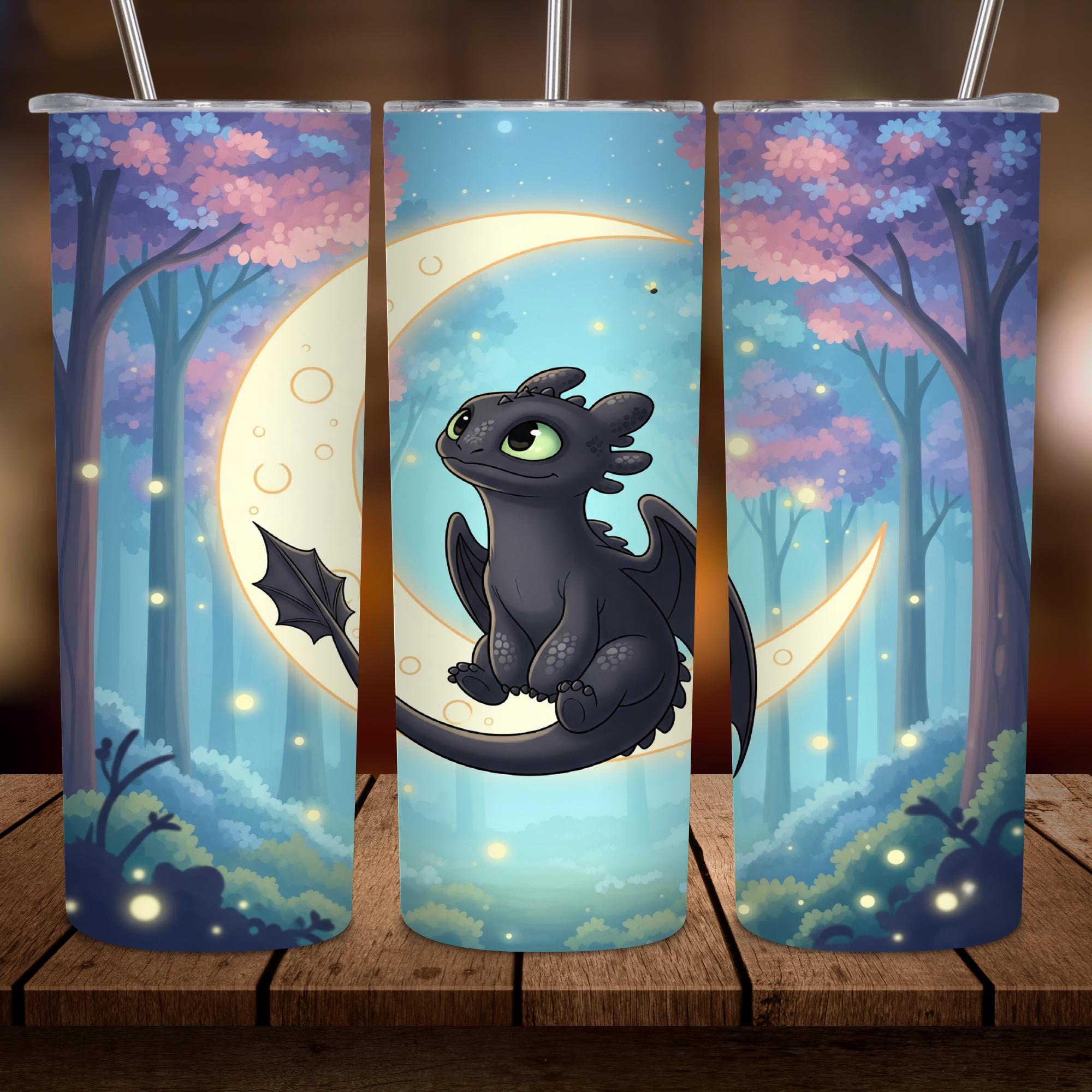 Toothless Tumbler Wrap PNG, Black Dragon Tumbler Wrap, Baby Dragon ...