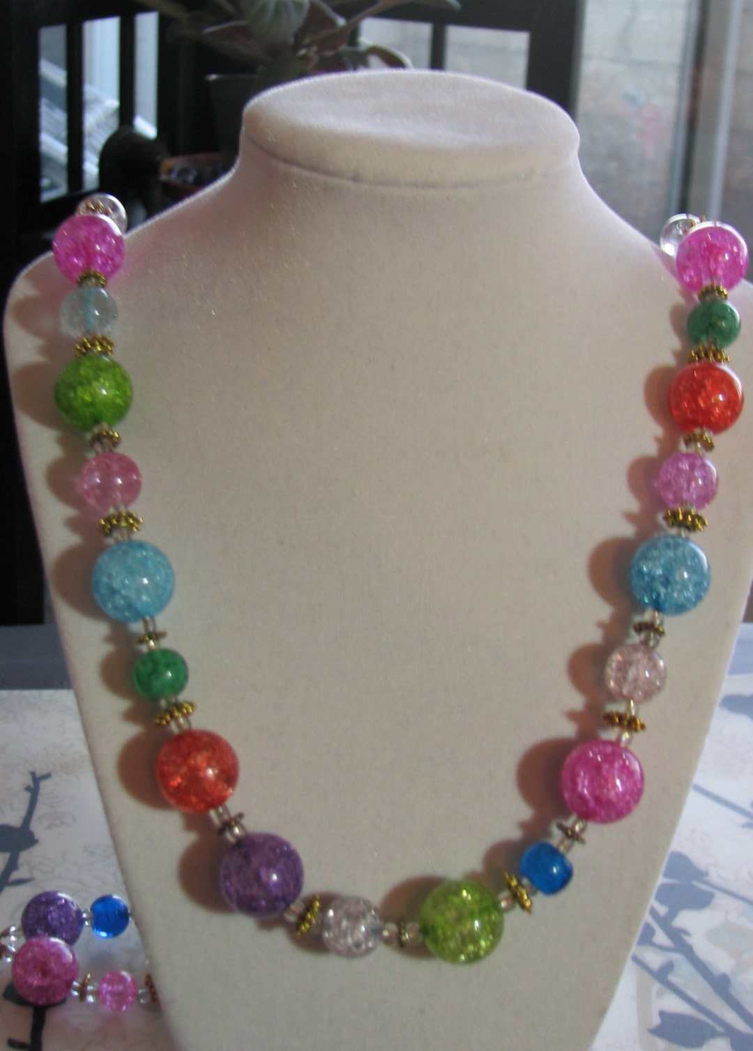 Multicolor Sparkle Bead Necklace - Etsy