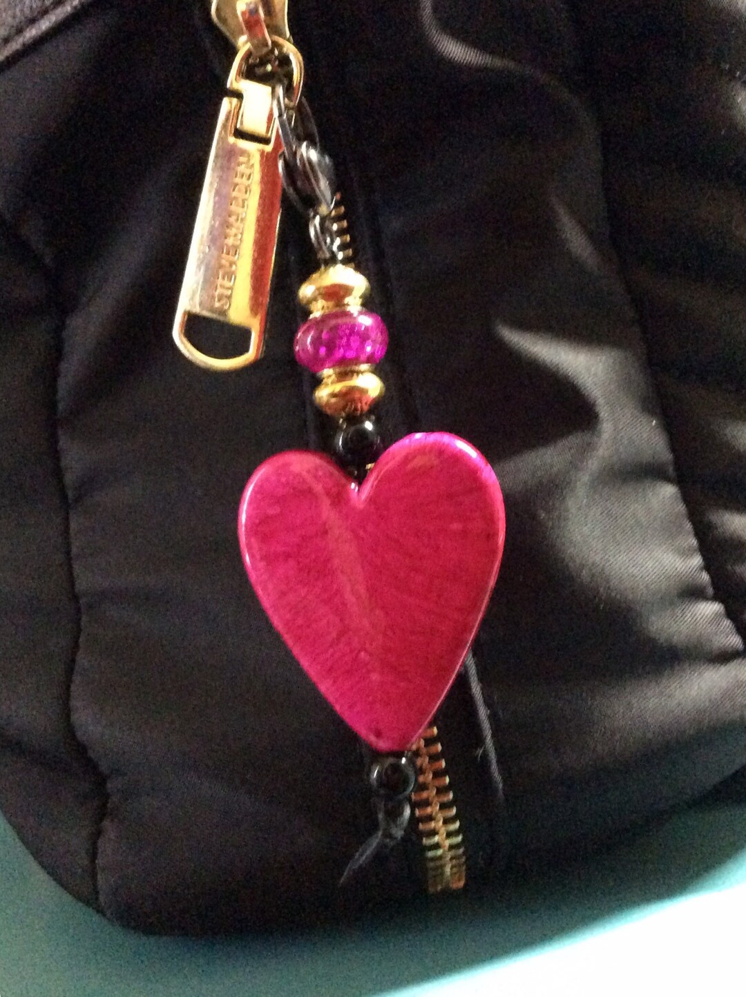 HOT PINK Heart Keychain or Purse Charm - Etsy