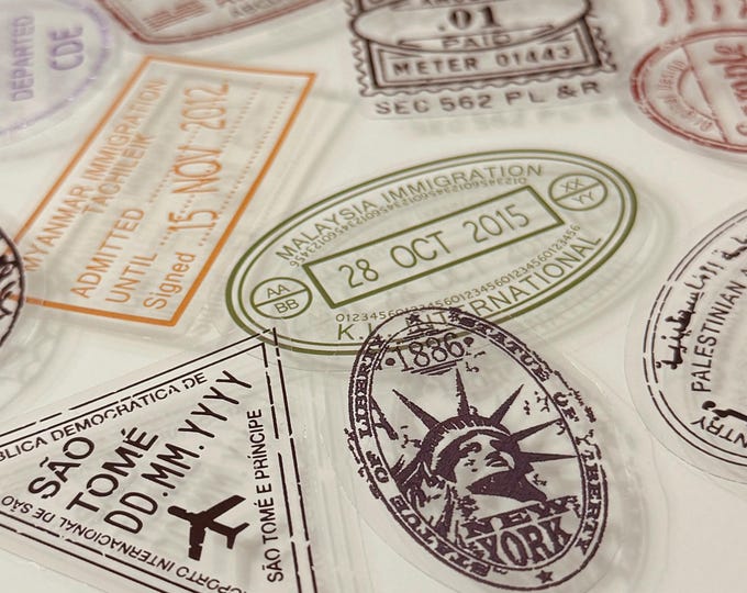 50 Transparent Passport Stamp Sticker Pack With 50 Vinyl Clear Tourist ...