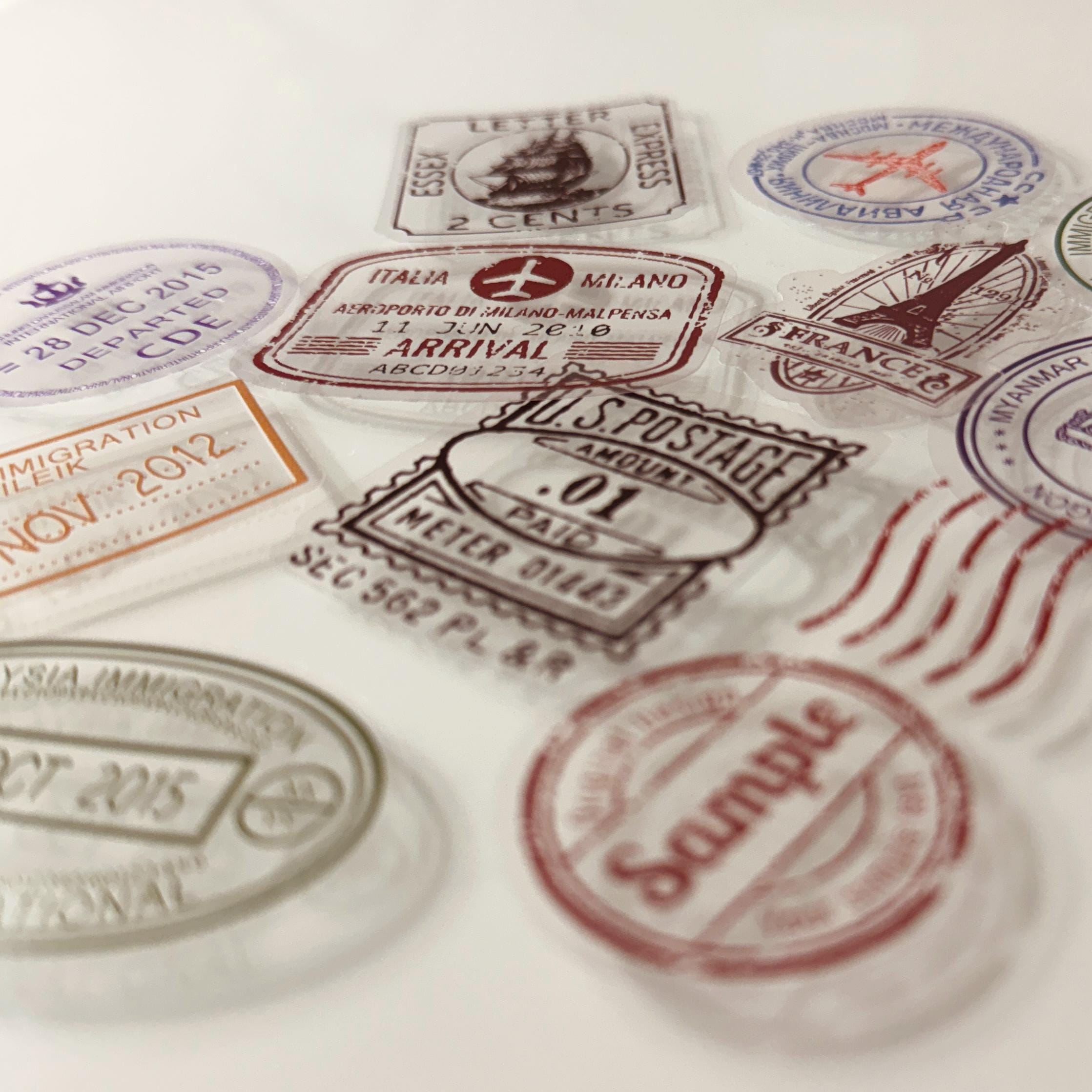 Passport Stamps Travel Themed Stickers Assorted Collection Decorative ...