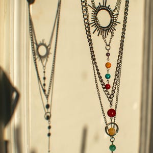 Solar System Necklace | Layered Gemstone Jewelry | Sun and Planets ...