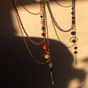 Solar System Necklace | Layered Gemstone Jewelry | Sun and Planets ...
