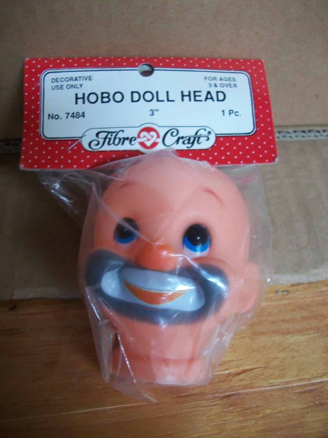 Packaged Fibrecraft Small Plastic Vinyl Smiling Bald Hobo Doll Head ...
