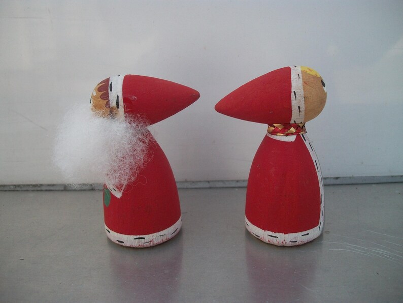 Vintage Danish Santa Mrs. Claus Peg Dolls - Etsy