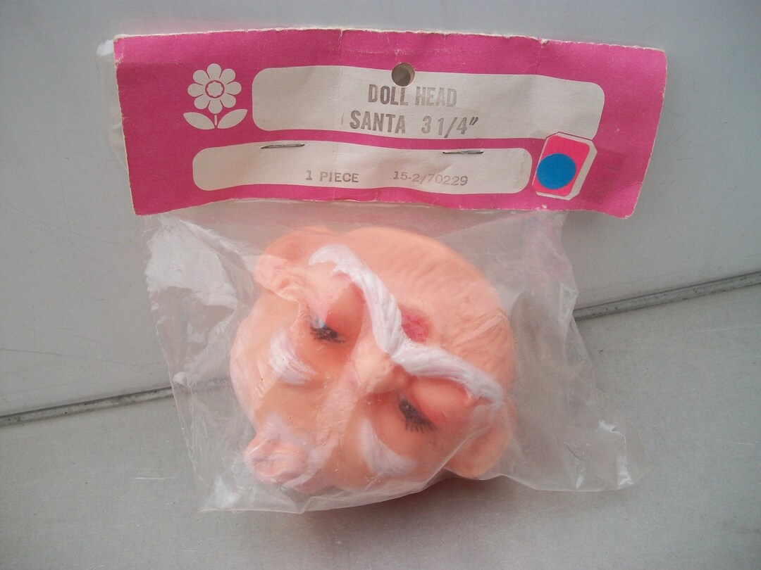 Packaged Vintage 3-inch Franks Nursery & Crafts Soft Plastic Santa Face ...