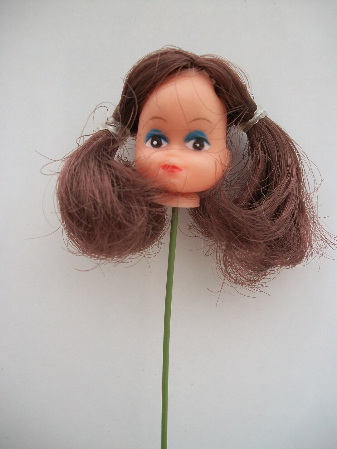 Vintage Plastic Vinyl Brunette 1-inch Doll Head on a Stick - Etsy