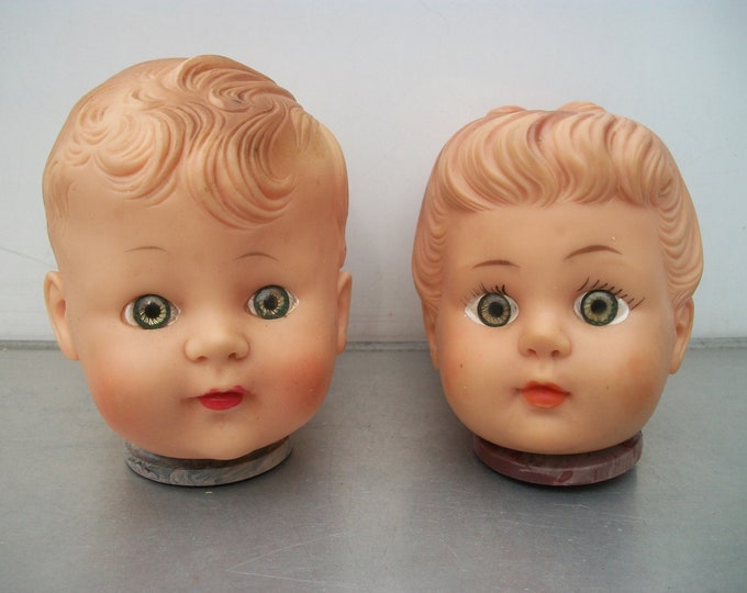 Vintage Unmarked Rubber Child Doll Heads Boy-girl Pair ** - Etsy
