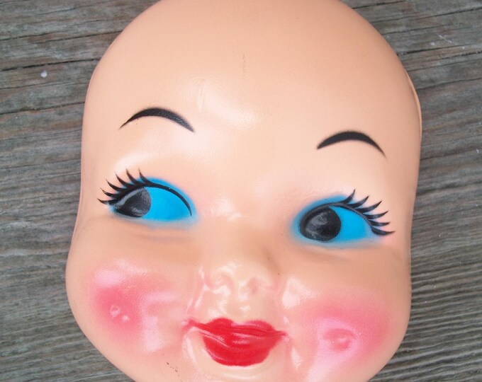 Large Vintage Caucasian "dimple Face" Plastic Doll Face Mask Semi Gloss ...