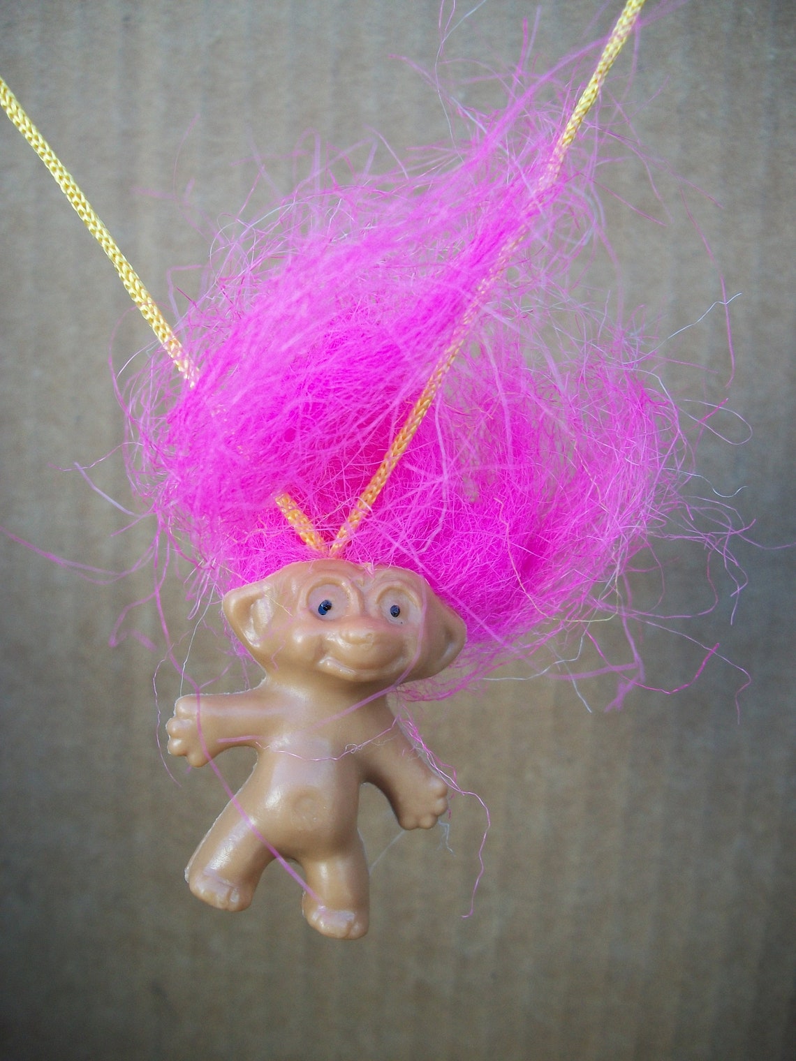 Miniature 1-1/2 Inch Hot Pink Hair Troll String Necklace - Etsy