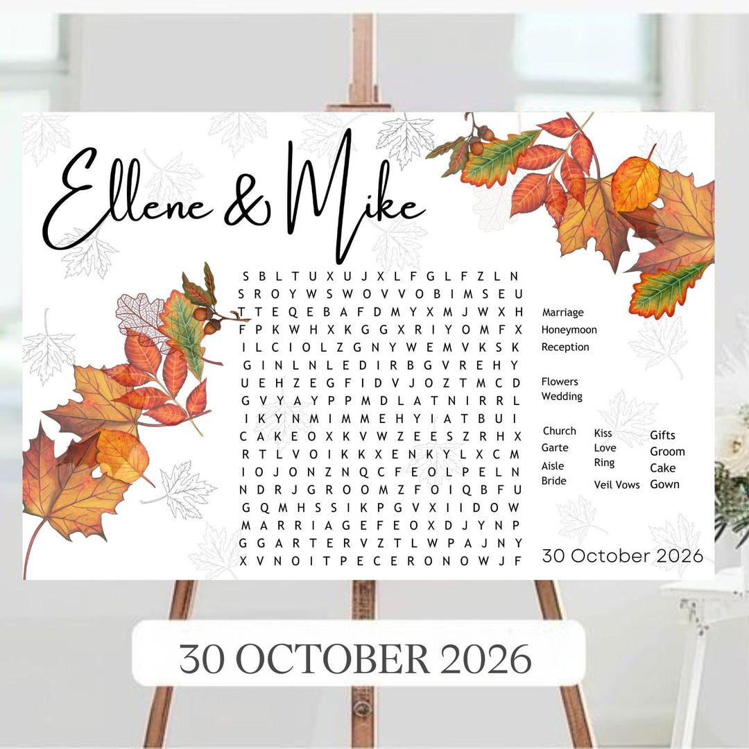 Fall Wedding Crossword Puzzle Template: DIY Guest Game (canva Editable ...