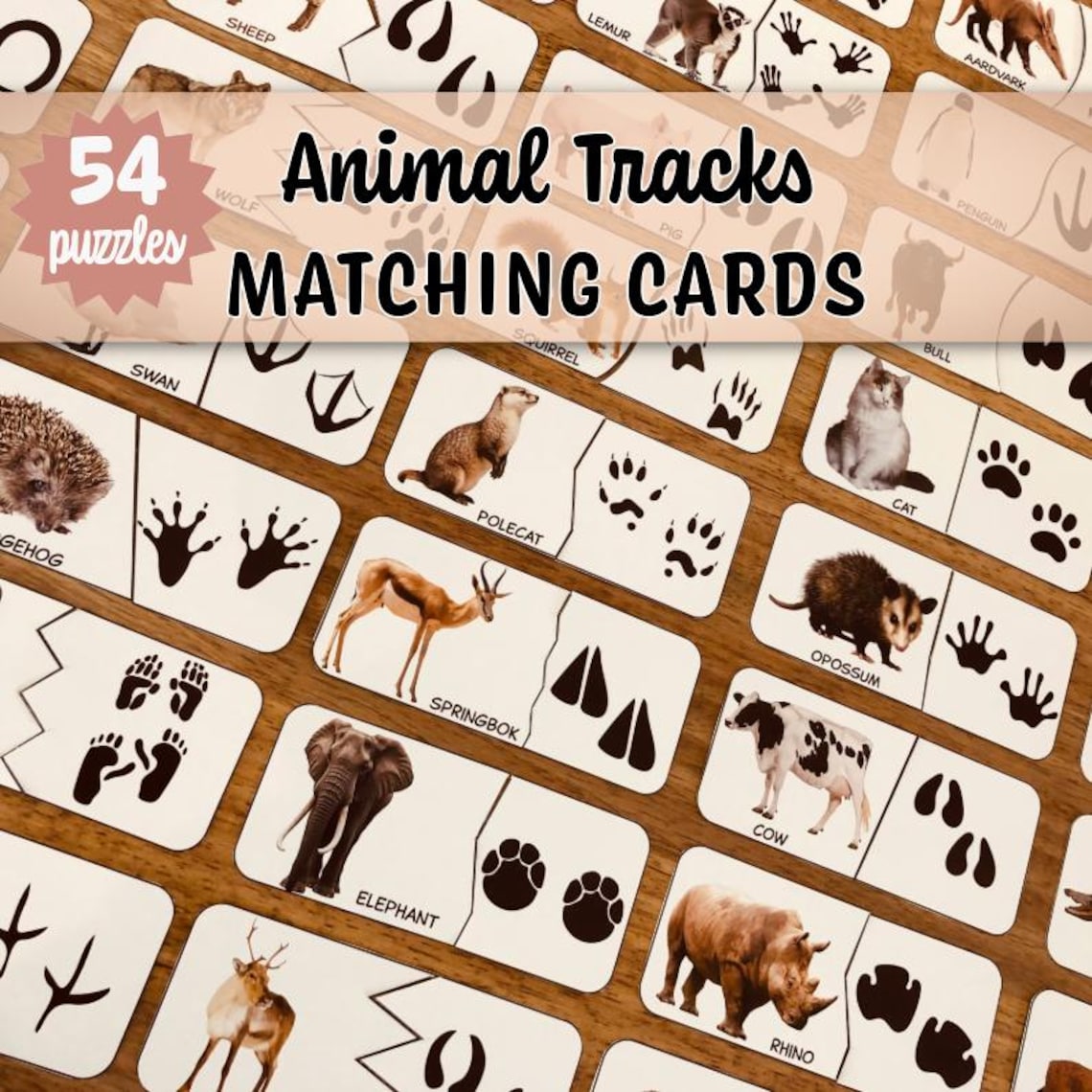 Animal Tracks Matching Activity | Printable Digital Download, Nature ...