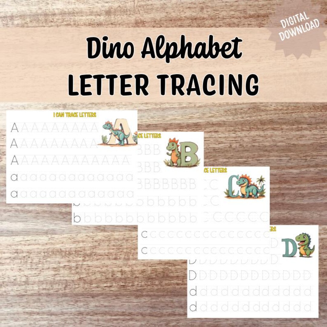 ABC Tracing Worksheets With Dinosaurs, Dino Alphabet Preschool ...