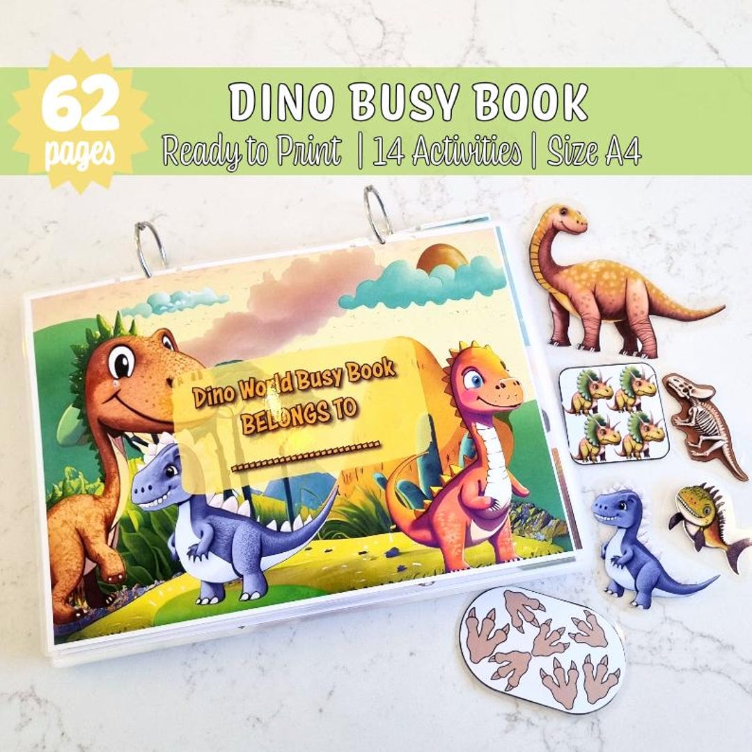 Dinosaur Busy Book Printable, Toddler Learning Binder, Preschool ...