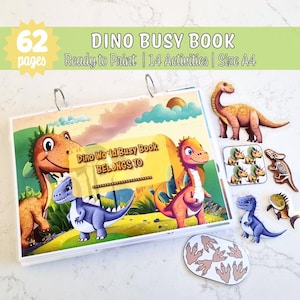 Dinosaur Busy Book Printable, Toddler Learning Binder, Preschool ...