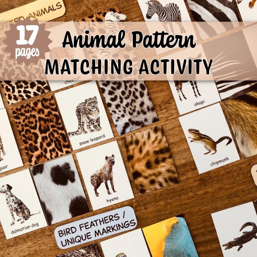 Montessori Animal Pattern Matching Cards | Educational Printable PDF ...