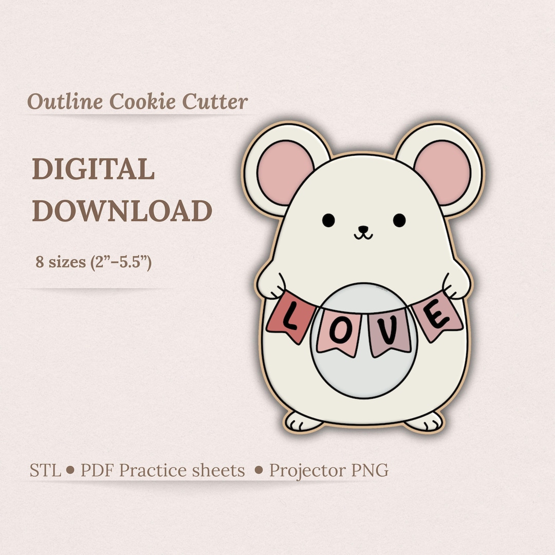 Mouse With Love Banner Cookie Cutter STL Bundle for 3D Printing ...
