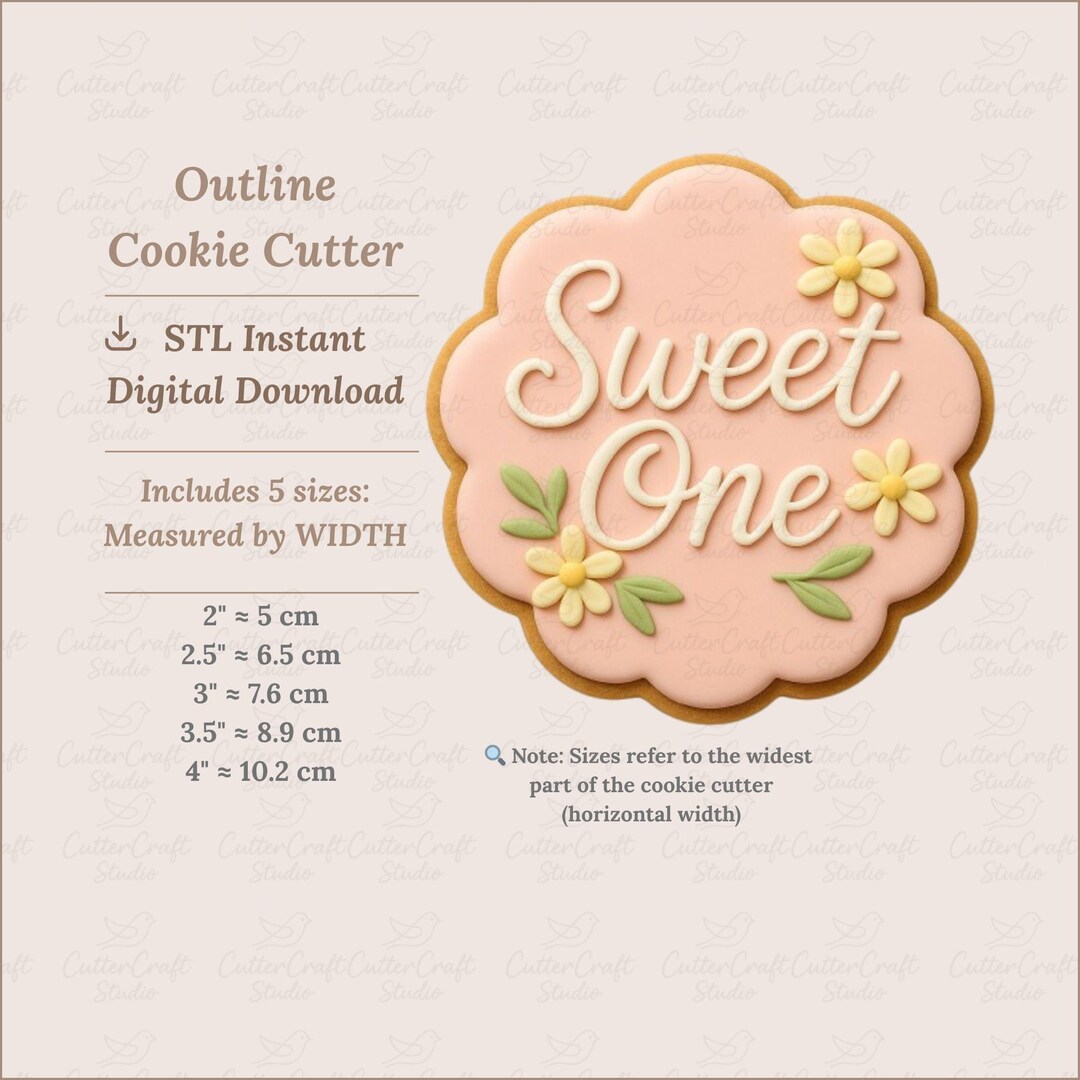 STL Scalloped Circle Cookie Cutter – Sweet One Plaque STL File – 5 ...