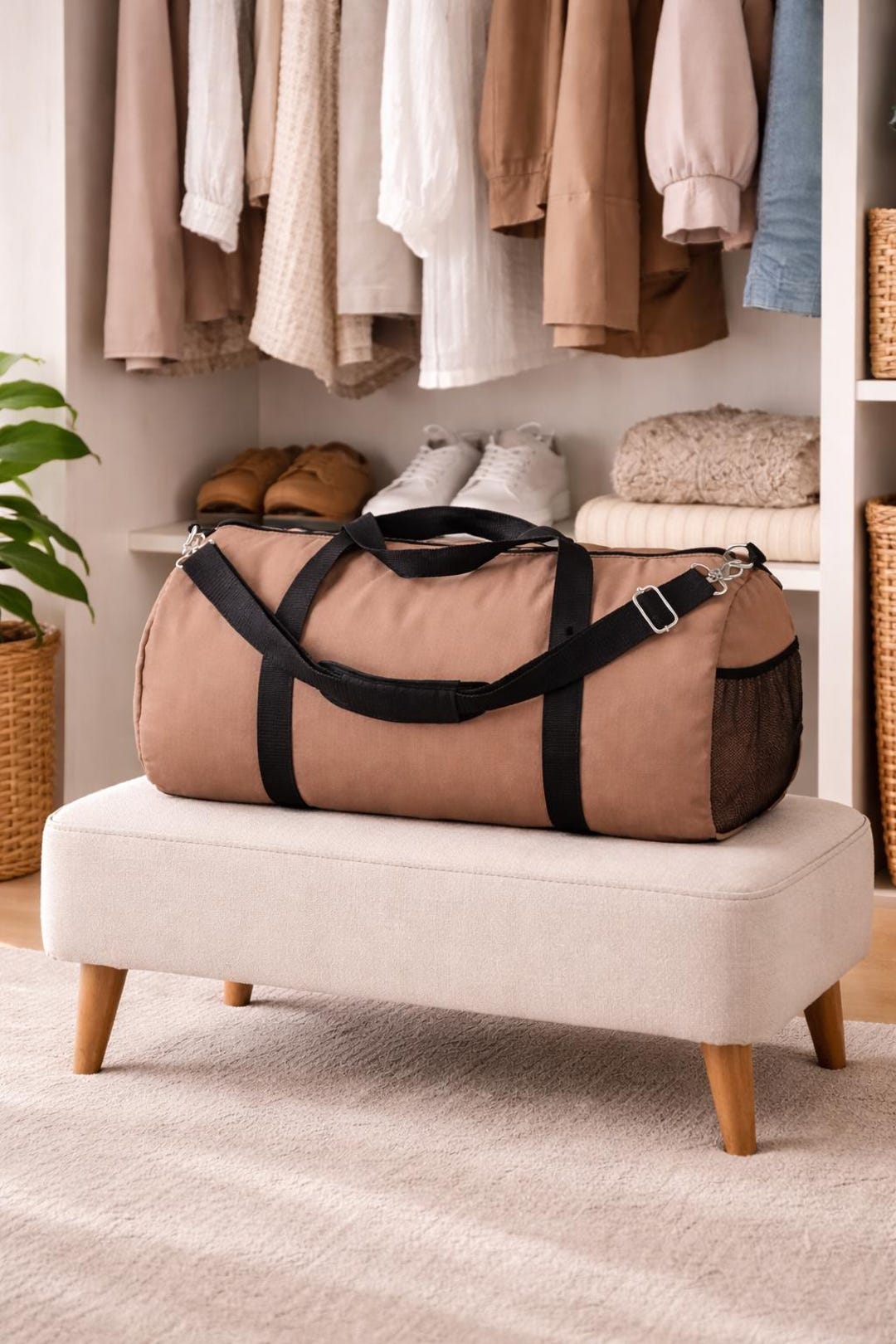 Stylish Duffel Bag - Mocha - Etsy